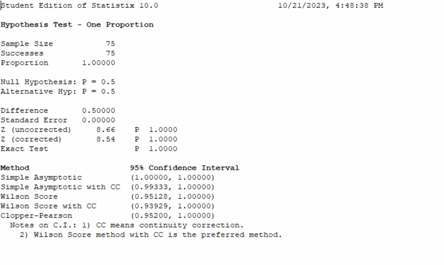 Solved Student Edition of Statistix 10.010/21/2023,4:48:38 | Chegg.com
