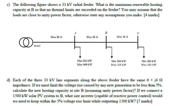 2) The following figure shows a 33kV radial feeder. | Chegg.com