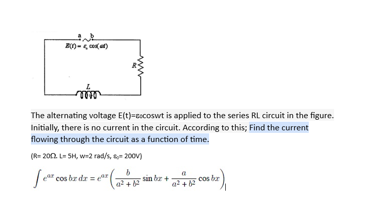 Solved The alternating voltage E(t)=ε0 coswt is applied to | Chegg.com