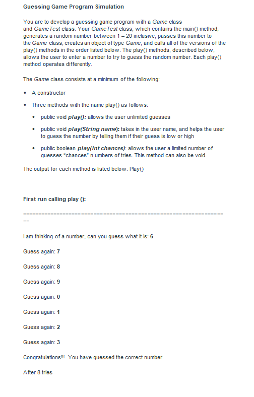 Solved Guessing Game Program Simulation You Are To Develop A 