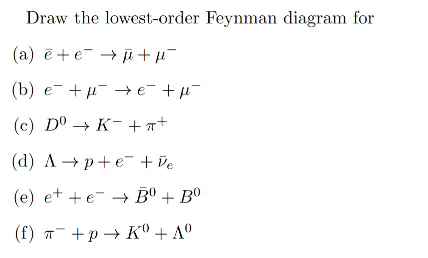 Solved Draw the lowest-order Feynman diagram | Chegg.com