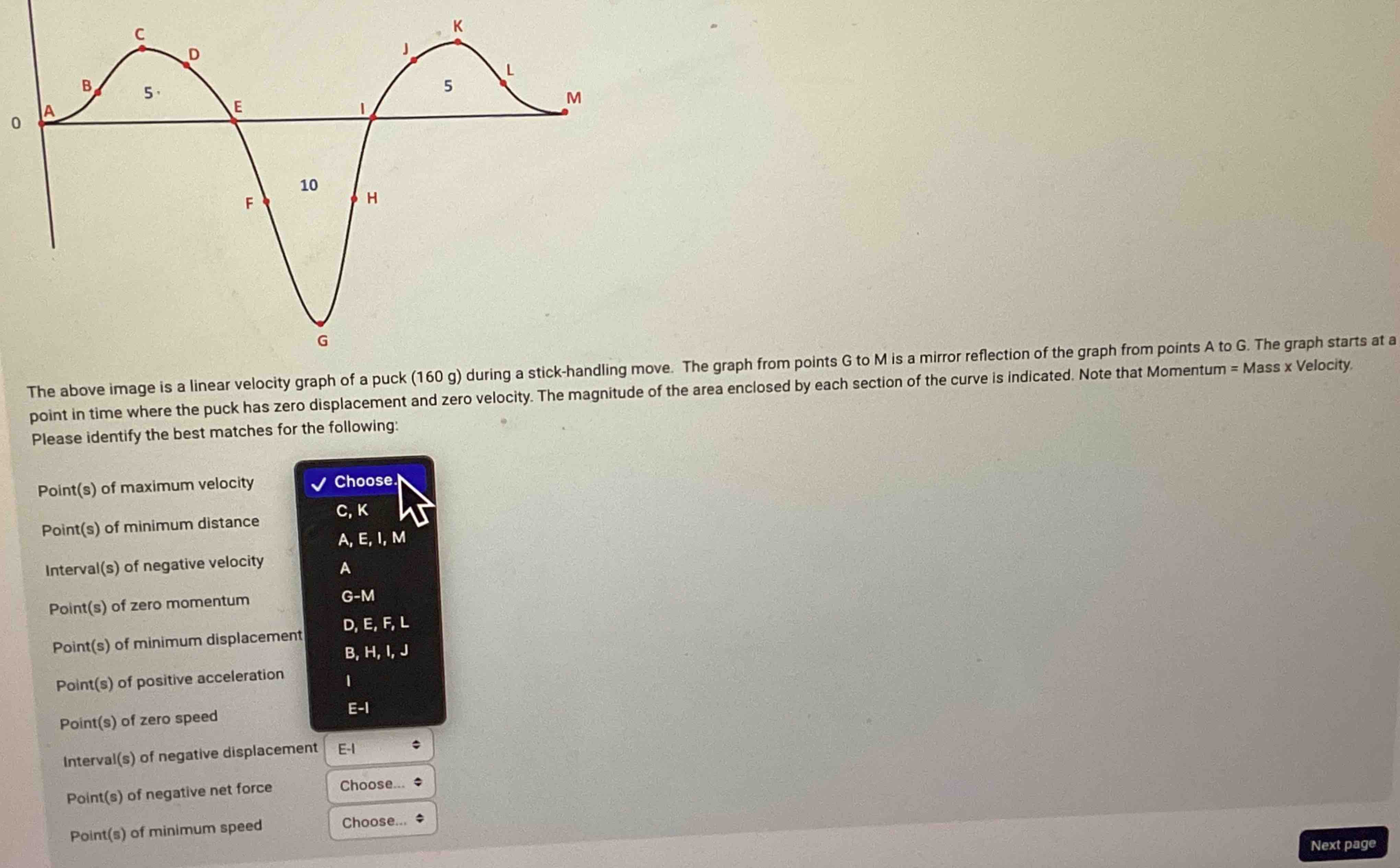Solved The above image is a linear velocity graph of a puck | Chegg.com