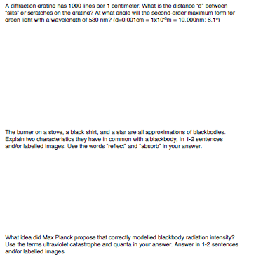 Solved A diffraction grating has 1000 lines per 1 | Chegg.com