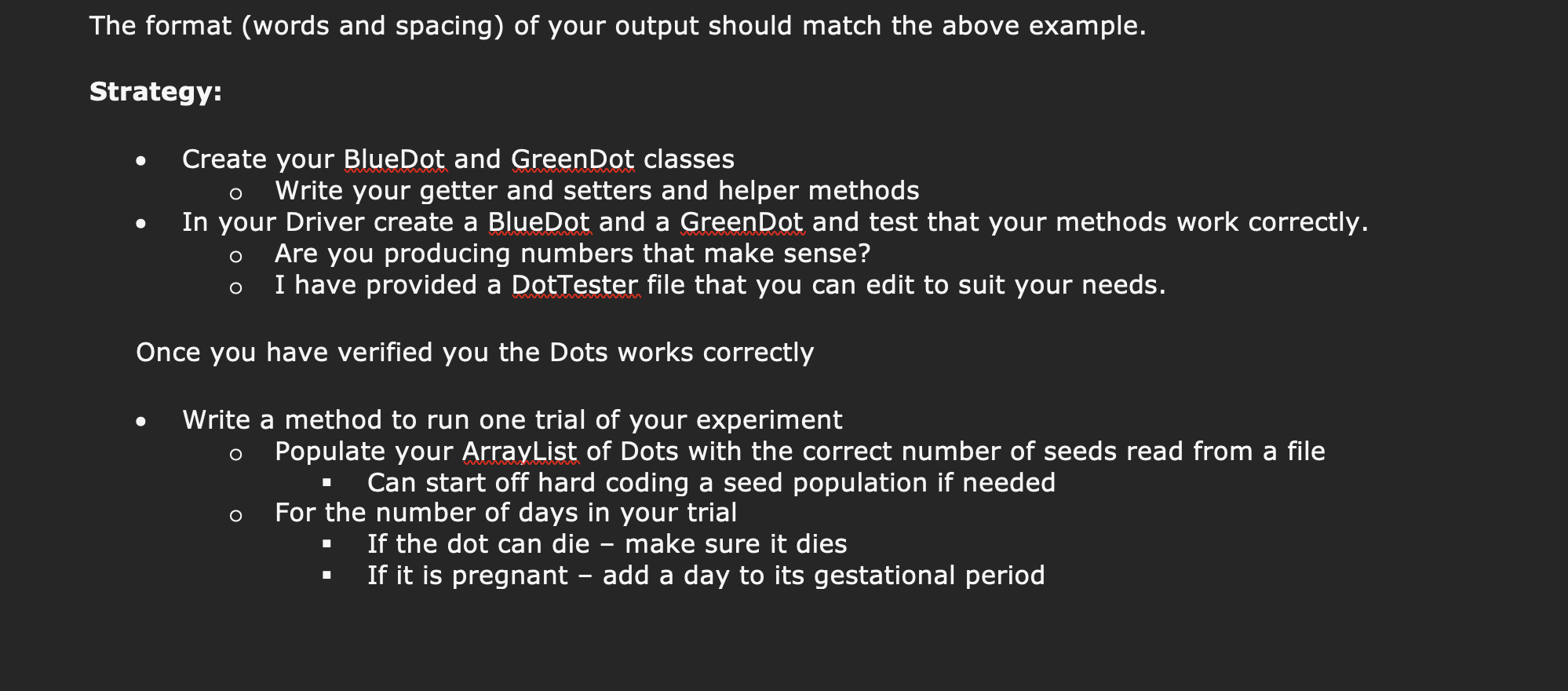Solved DotSimulation You will have an abstract class called | Chegg.com