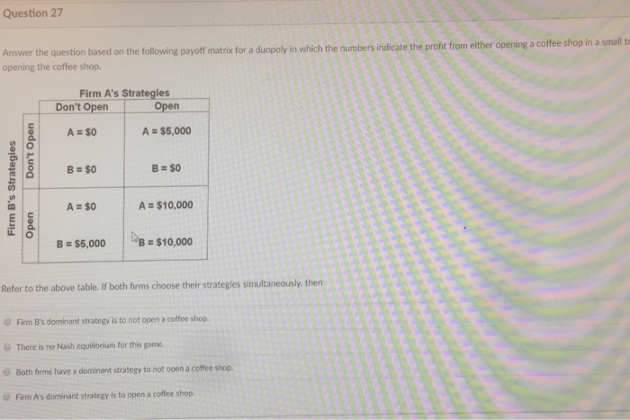 Solved Question 27 Answer the question based on the | Chegg.com
