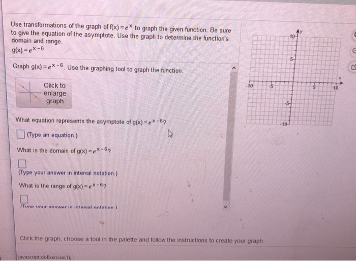 Solved Use transformations of the graph of f(x)=ex to graph | Chegg.com