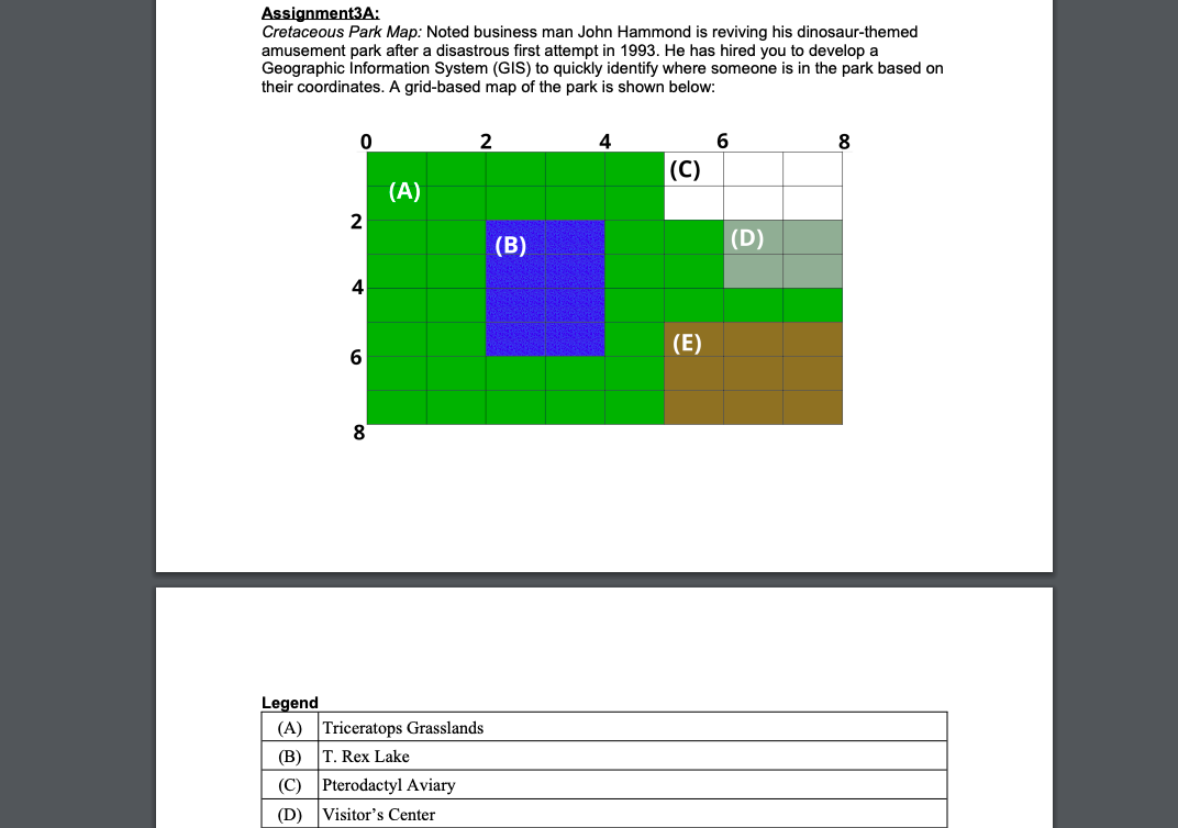 Solved Assignment 3 A: Cretaceous Park Map: Noted business | Chegg.com
