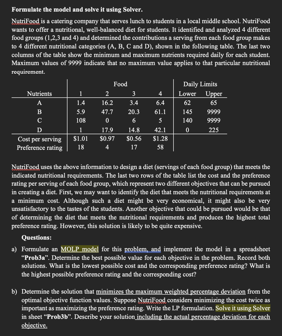 Solved Formulate the model and solve it using | Chegg.com