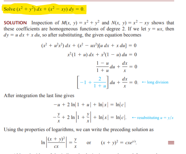Solved Solve (x2 + y2) dx + (x2 – xy) dy = 0. SOLUTION | Chegg.com