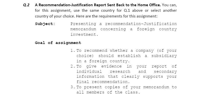 Solved Q.2 A Recommendation-Justification Report Sent Back | Chegg.com