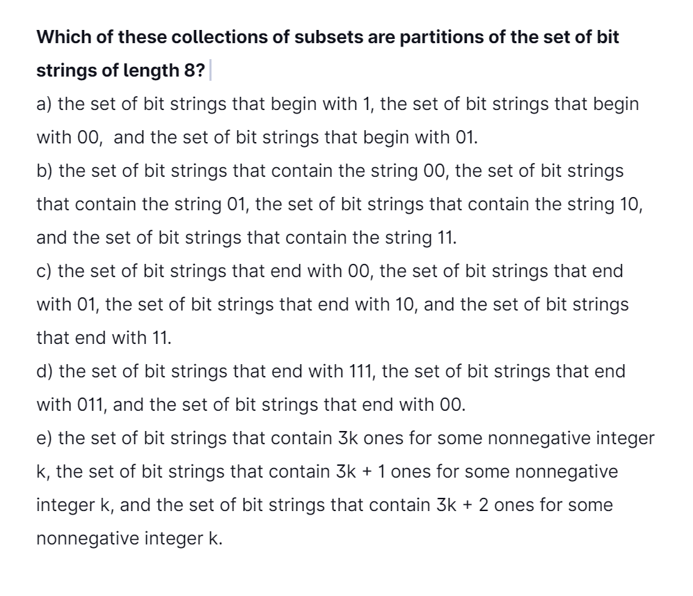 Solved Which of these collections of subsets are partitions | Chegg.com