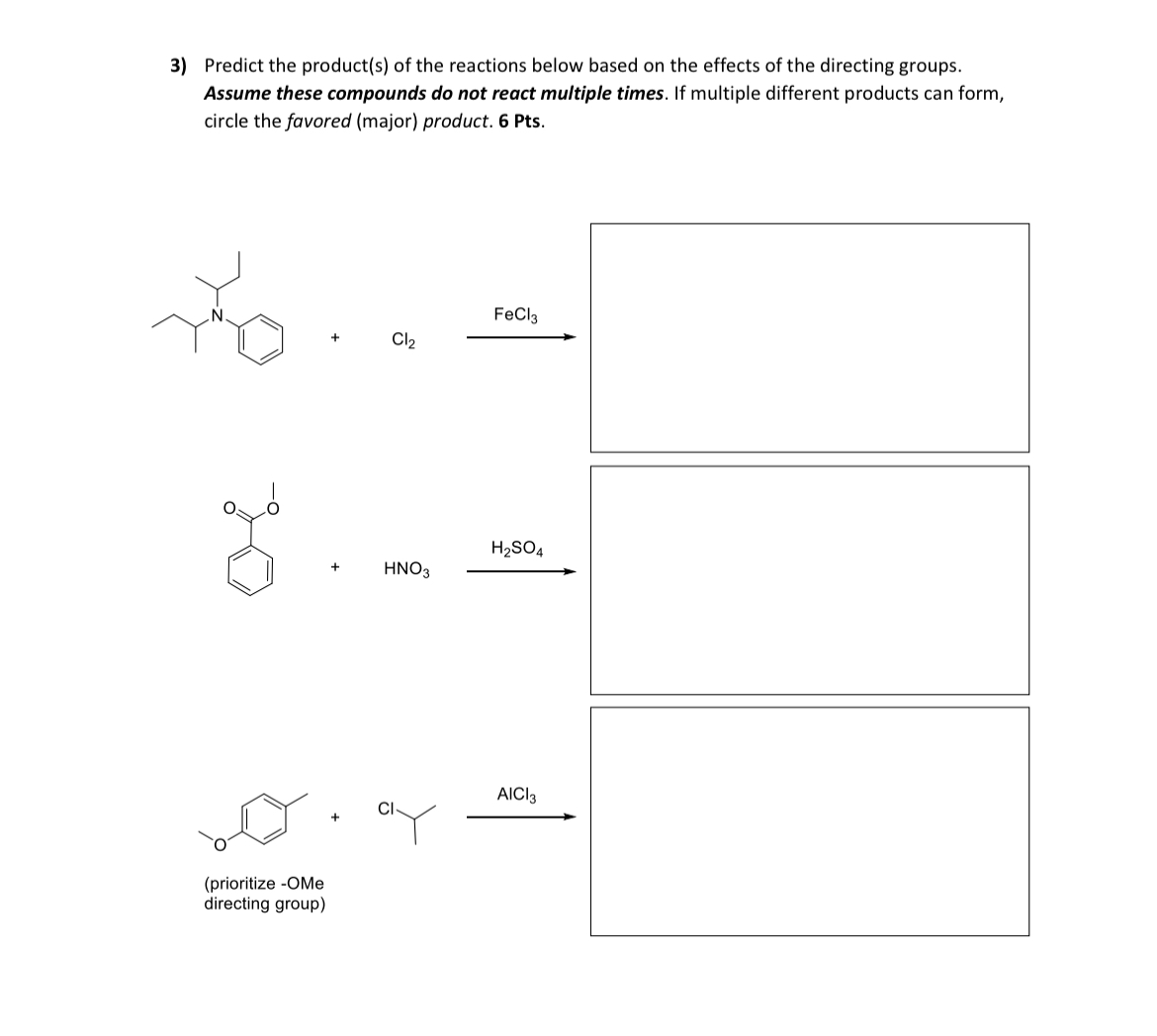 Solved 3) Predict the product(s) of the reactions below | Chegg.com