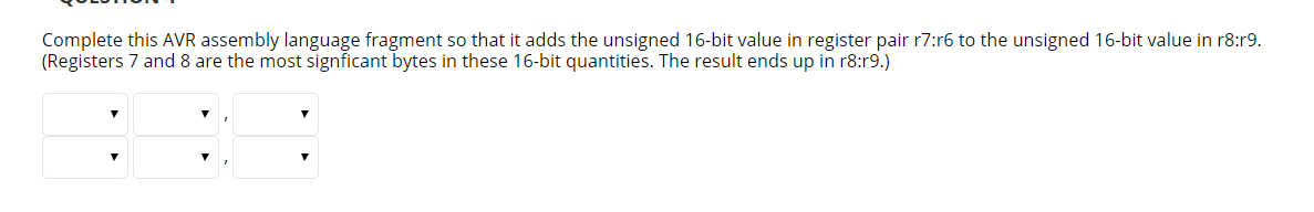 Solved Complete this AVR assembly language fragment so that | Chegg.com
