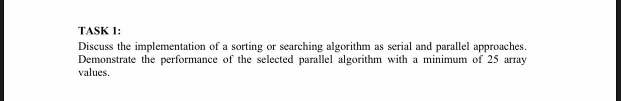 Solved TASK 1: Discuss the implementation of a sorting or | Chegg.com
