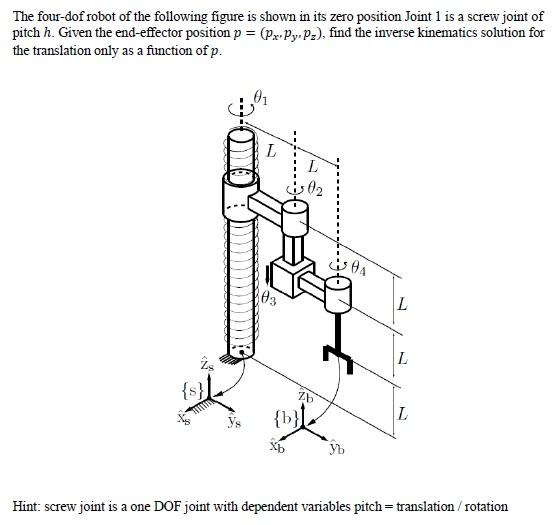 Solved The four-dof robot of the following figure is shown | Chegg.com