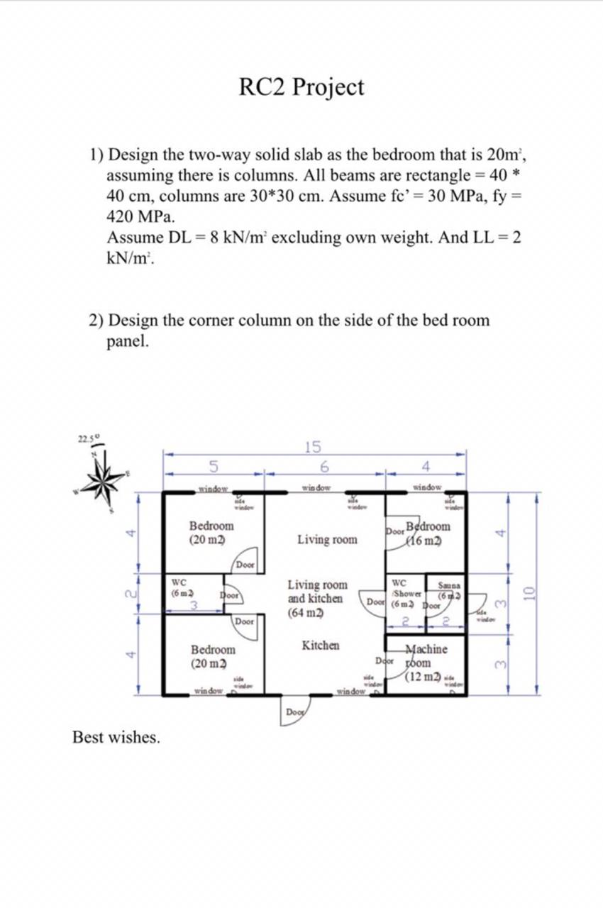 Solved RC2 Project 1) Design the two-way solid slab as the | Chegg.com