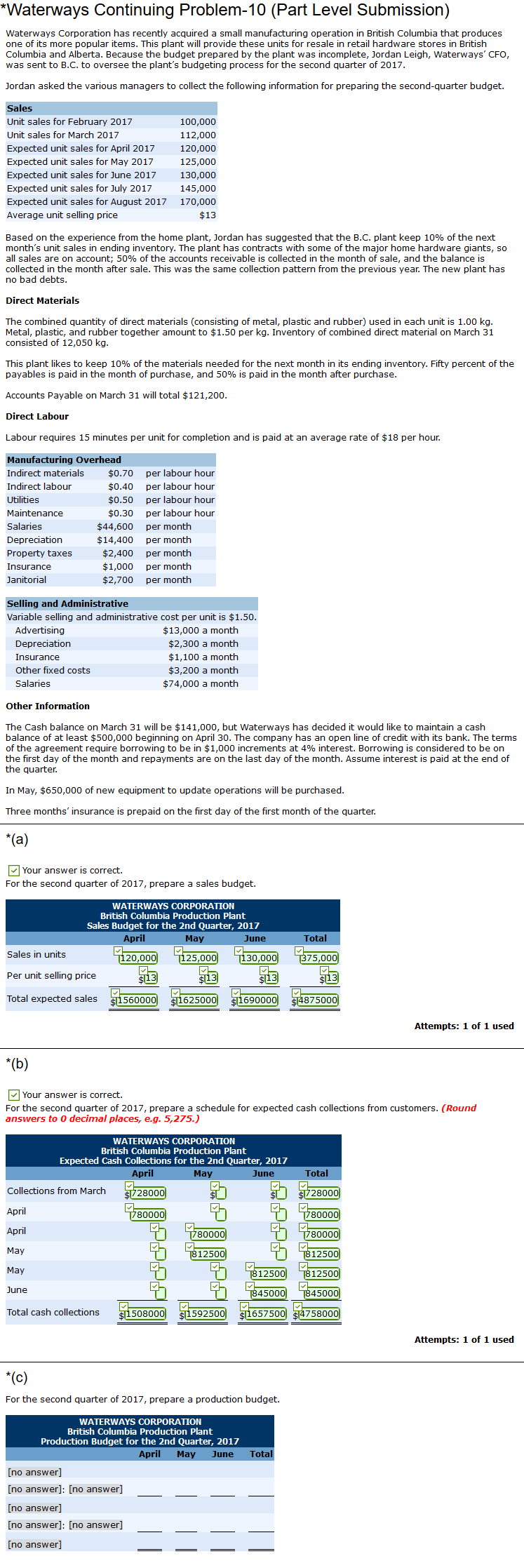 Solved *Waterways Continuing Problem-10 (Part Level | Chegg.com