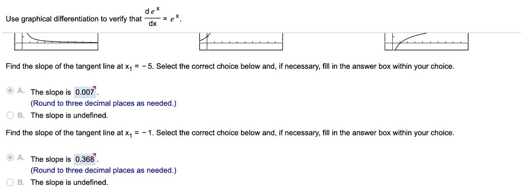 Solved dex Use graphical differentiation to verify that ex | Chegg.com