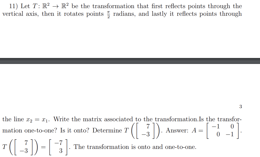 Solved 11) Let T:R2→R2 be the transformation that first | Chegg.com