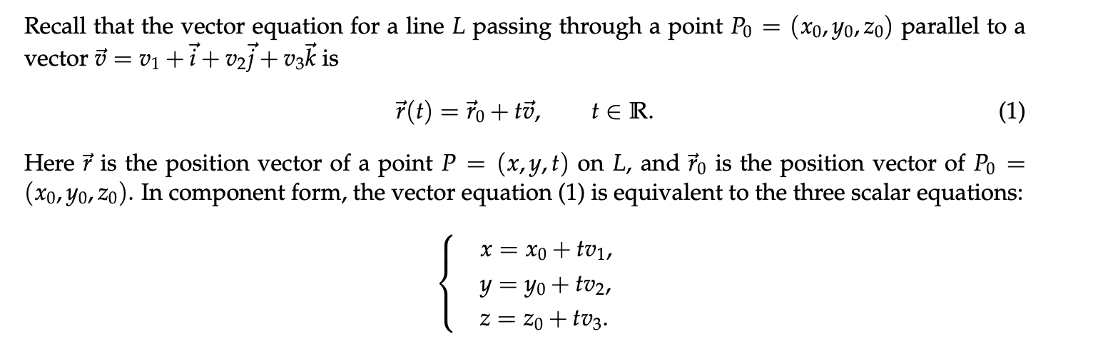 Solved Recall that the vector equation for a line L passing | Chegg.com