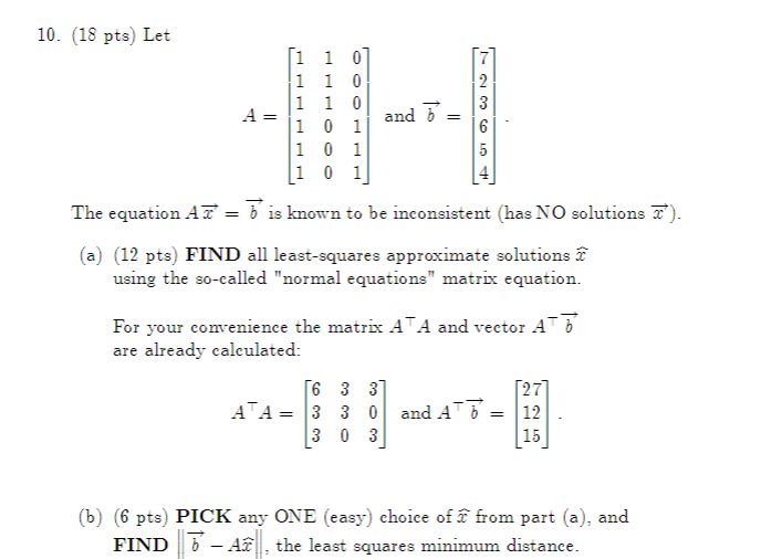 Solved (18 pts) Let | Chegg.com