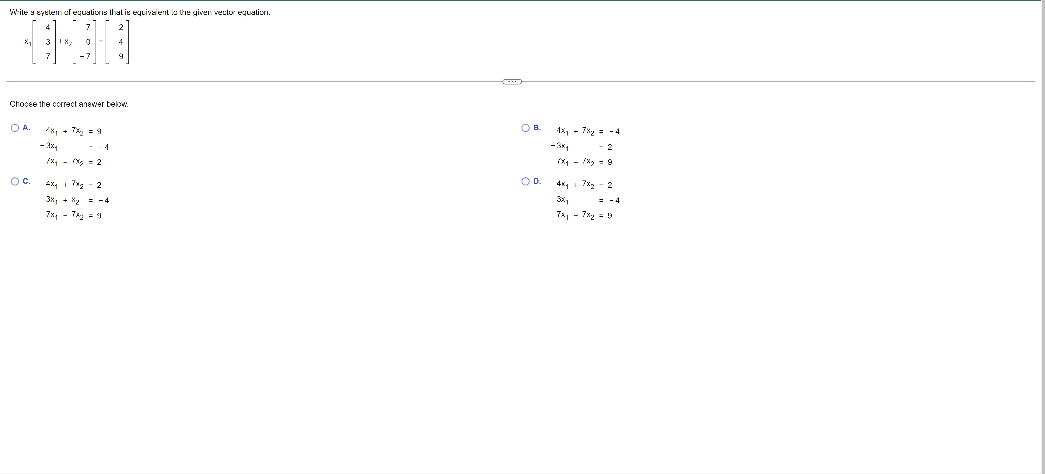 Solved Write a system of equations that is equivalent to the | Chegg.com