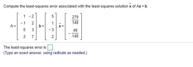 Solved Compute the least-squares error associated with the | Chegg.com