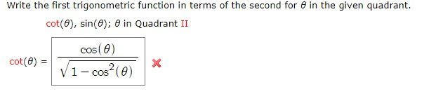 Solved Write the first trigonometric function in terms of | Chegg.com