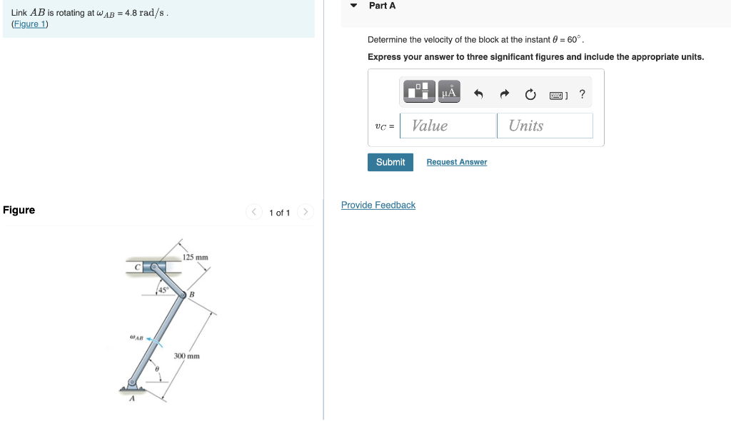 Solved Link AB is rotating at ωAB=4.8rad/s. Part A (Figure | Chegg.com