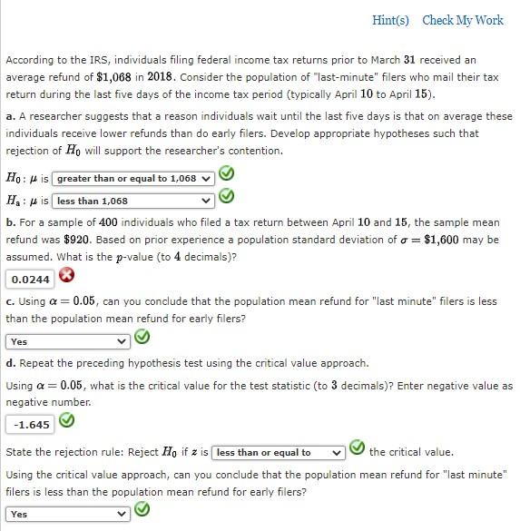 Solved Hint(s) Check My Work According to the IRS, | Chegg.com