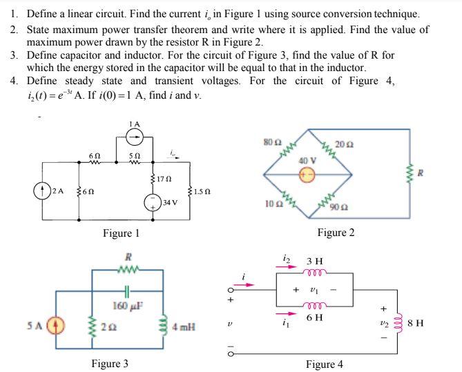 Solved 1. Define a linear circuit. Find the current i, in | Chegg.com