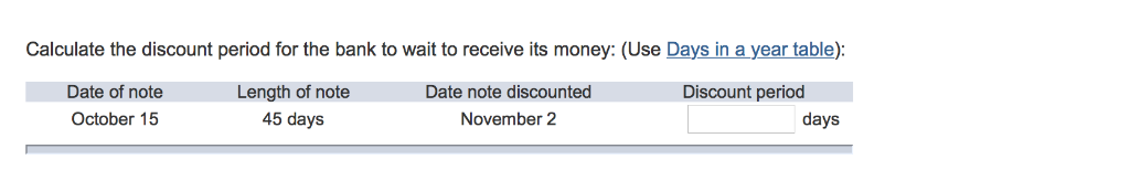Solved Calculate the discount period for the bank to wait to | Chegg.com