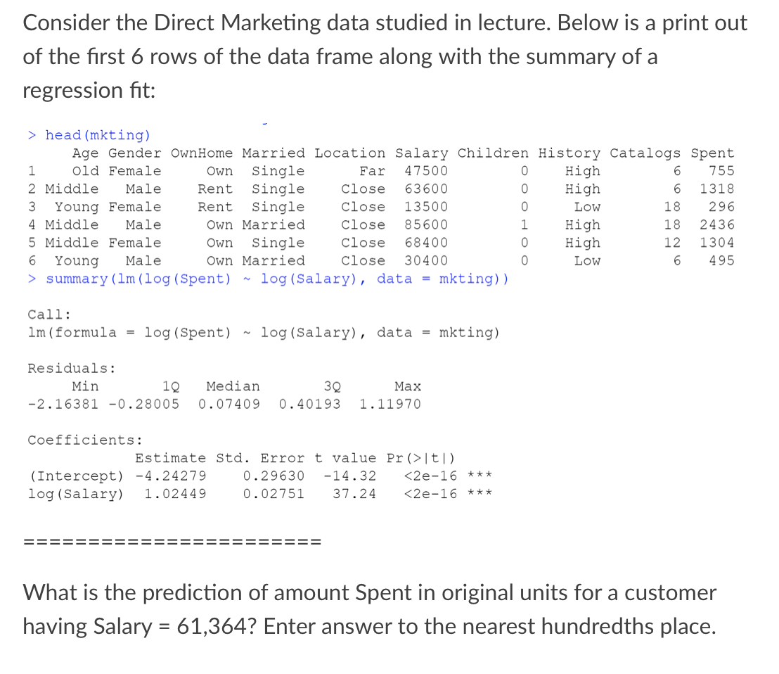 Solved Consider the Direct Marketing data studied in | Chegg.com