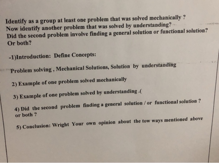 Identify as a group at least one problem that was | Chegg.com