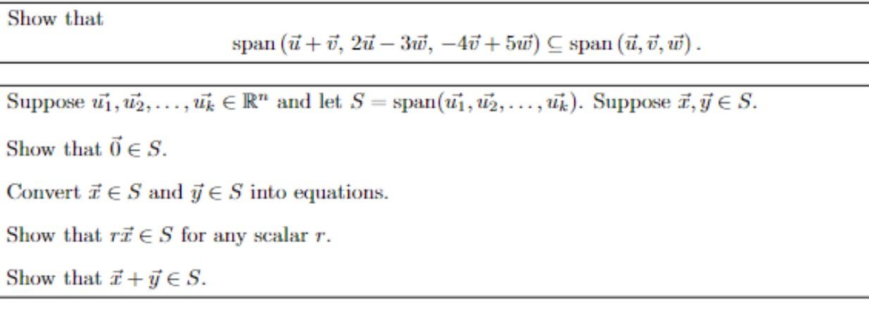 Solved span(u+v,2u−3w,−4v+5w)⊆span(u,v,w) Suppose | Chegg.com