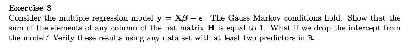 Solved Exercise 3 Consider the multiple regression model y = | Chegg.com
