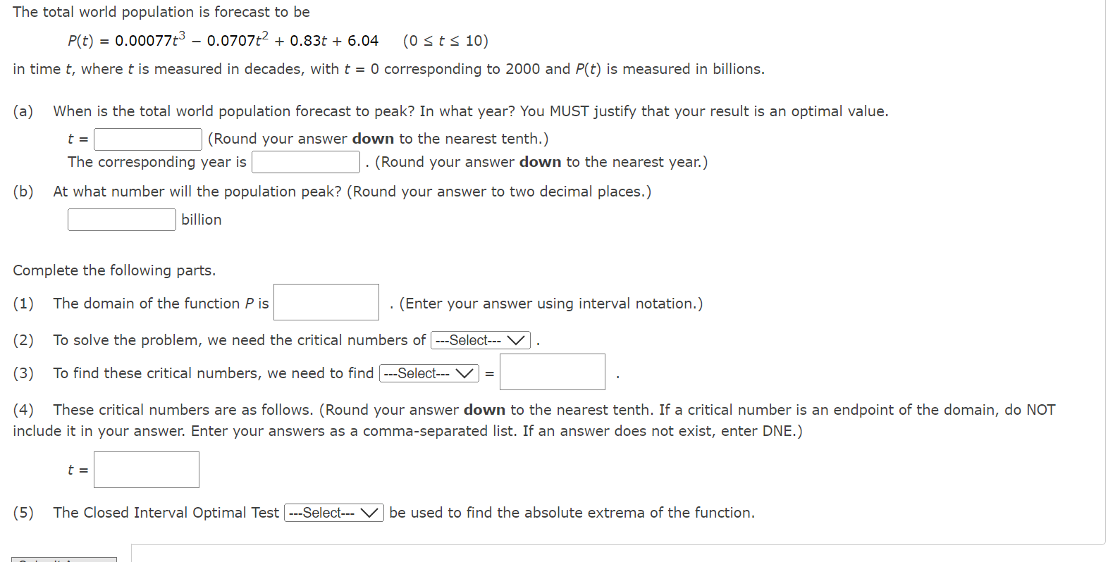 Solved The total world population is forecast to be | Chegg.com