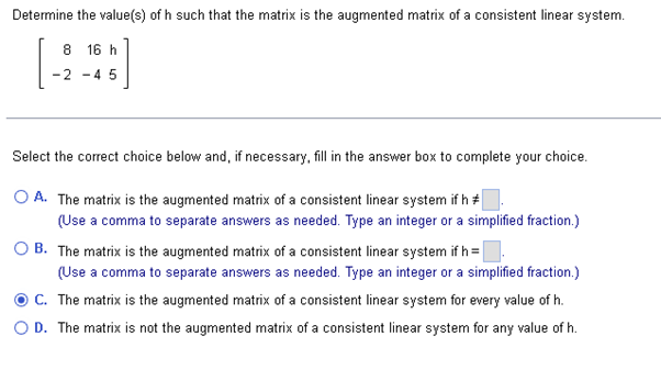 Solved Determine the value(s) ﻿of h ﻿such that the matrix is | Chegg.com