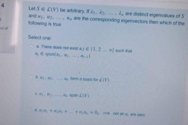 Solved Let S∈L(V) be arbitrary. If λ1,λ2,…,λn are distinct | Chegg.com