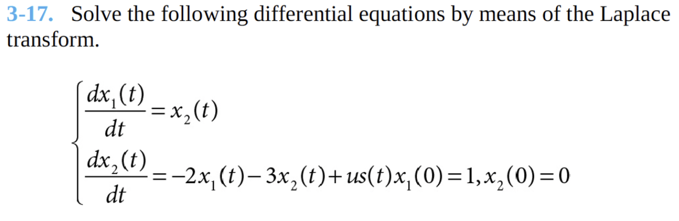 Solved 3-17. Solve the following differential equations by | Chegg.com