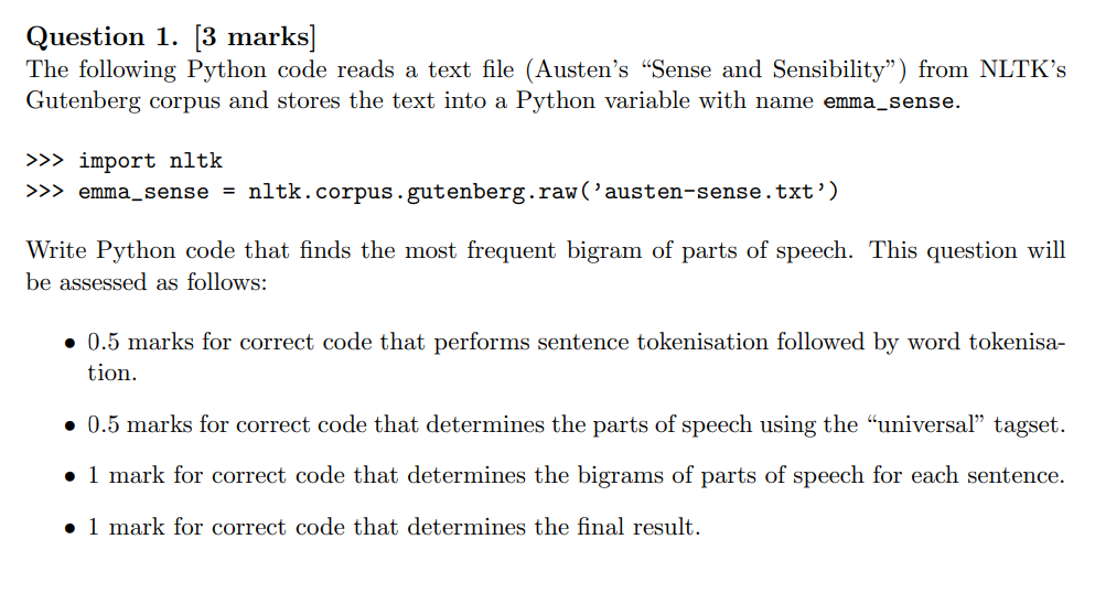Solved Question 1. [3 marks] The following Python code reads | Chegg.com