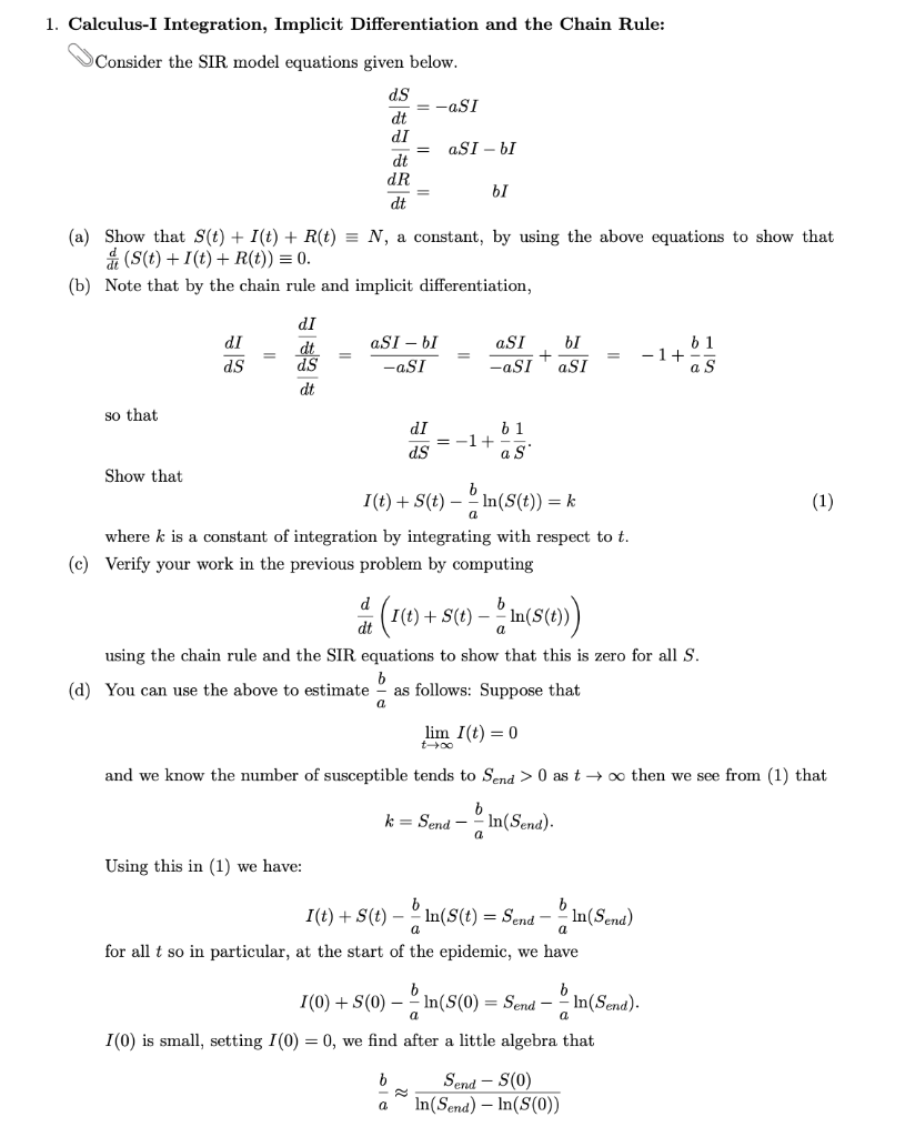 Solved 1. Calculus-I Integration, Implicit Differentiation | Chegg.com