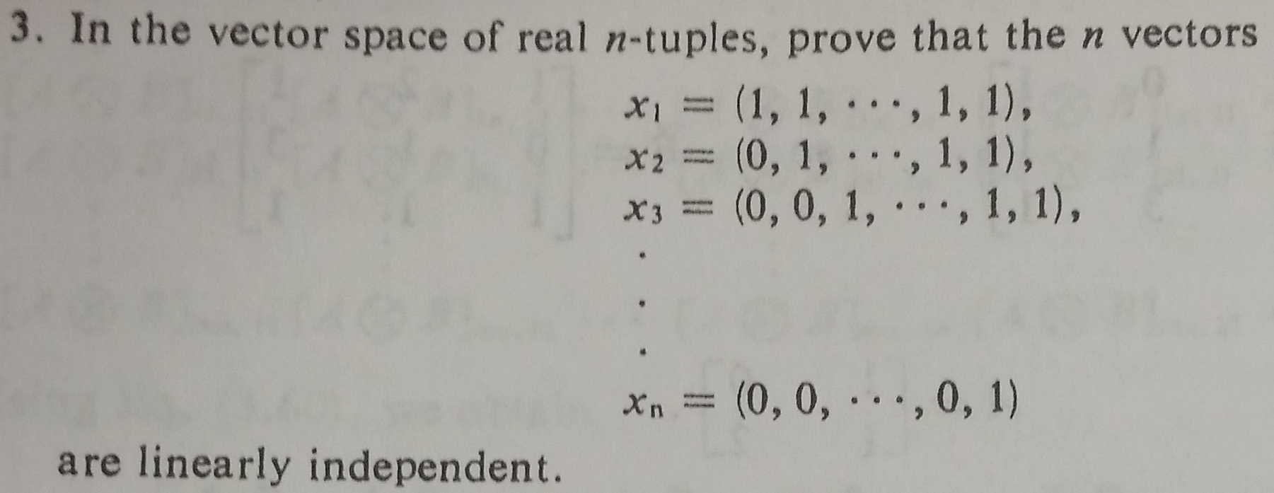 Solved 3. In the vector space of real n-tuples, prove that | Chegg.com