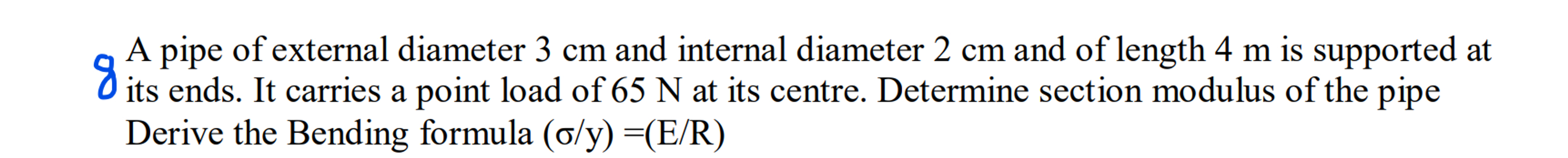 Solved A pipe of ﻿external diameter 3 cm ﻿and internal | Chegg.com