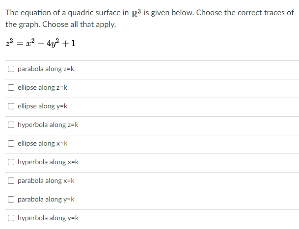 Solved The equation of a quadric surface in R3 is given | Chegg.com