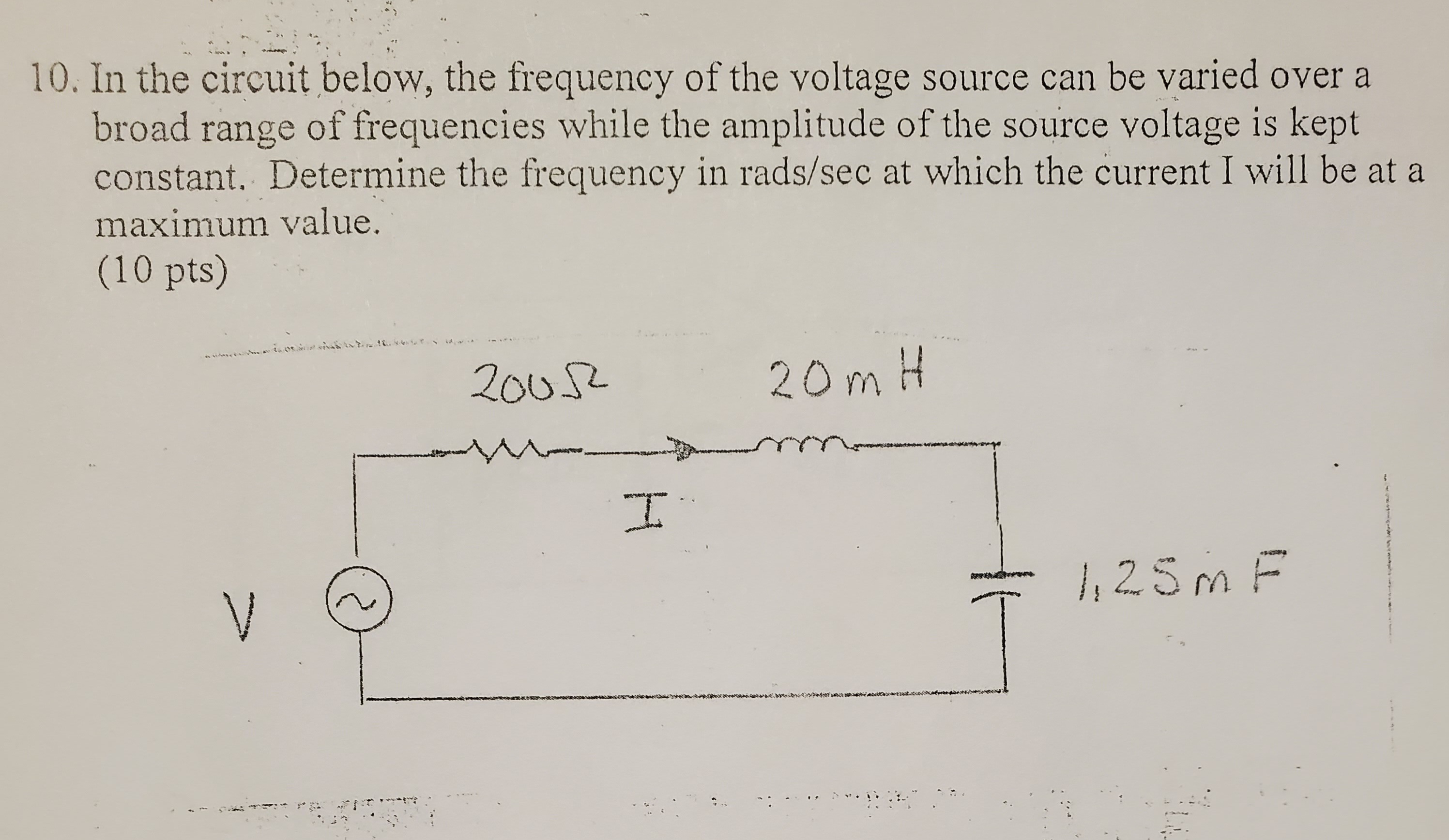 Solved In the circuit below, the frequency of the voltage | Chegg.com