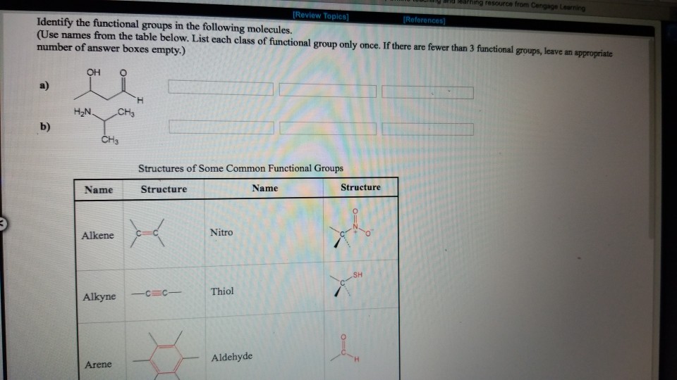 Solved Identify the functional groups in the following | Chegg.com