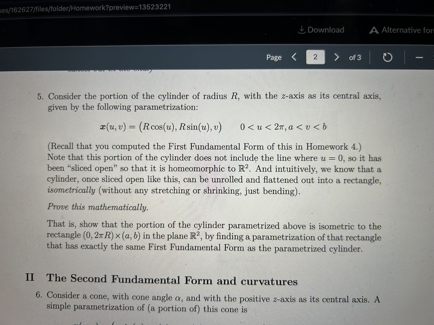 Solved 5. Consider the portion of the cylinder of radius R, | Chegg.com
