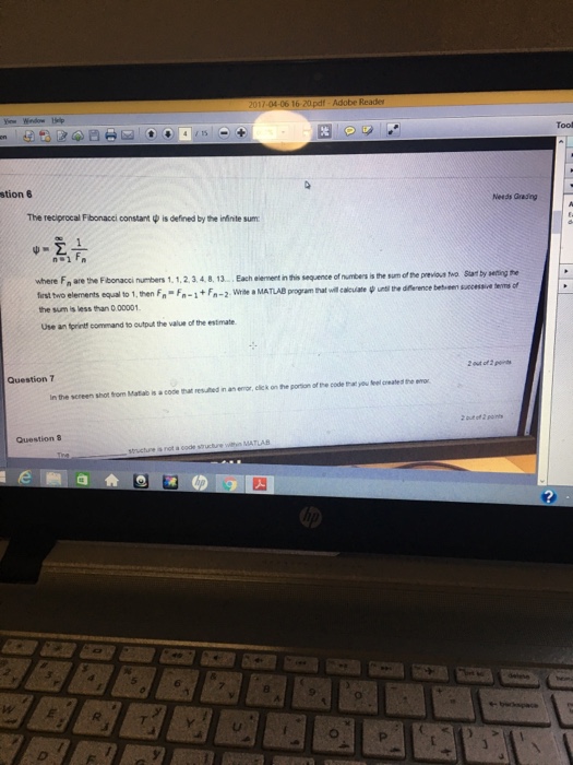 Solved The Reciprocal Fibonacci Constant Psi Is Defined By