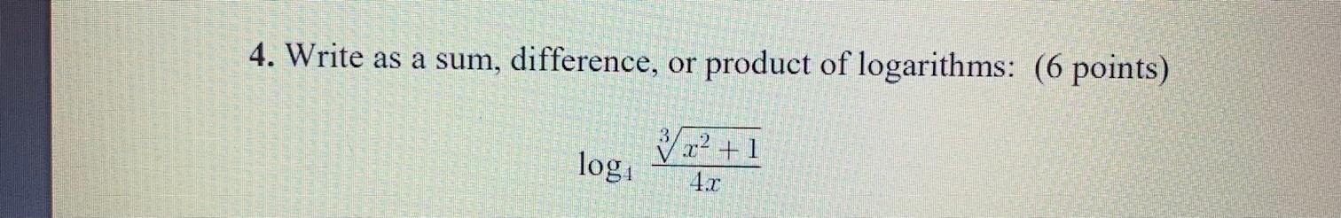 Solved 4. Write as a sum, difference, or product of | Chegg.com
